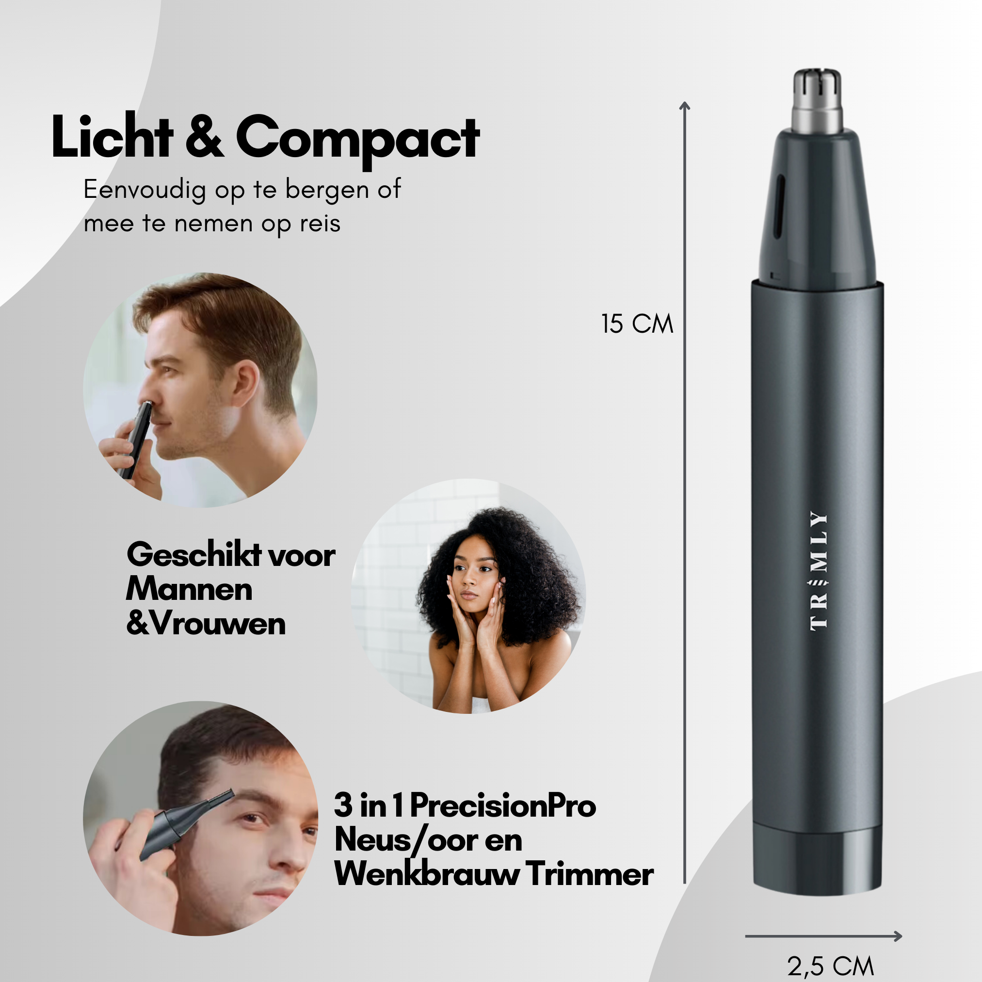 Trimly neustrimmer 3-in-1 precisionpro oplaadbaar Wenkbrauw en Oorhaar